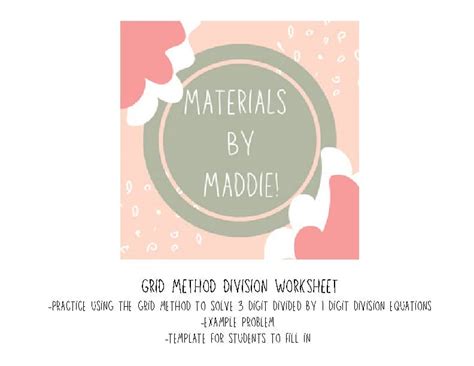 Grid Method Division Practice By Materials By Maddie Tpt Grid Method Division Practice By Materials By Maddie Tpt