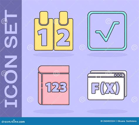 Set Function Mathematical Symbol Calendar Book With Word Mathematics And Square Root Icon