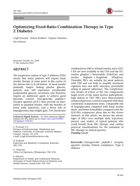 Pdf Optimizing Fixed Ratio Combination Therapy In Type 2 Diabetes