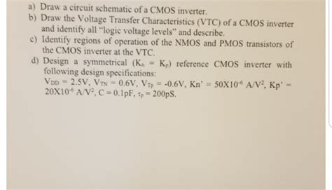 Solved A Draw A Circuit Schematic Of A CMOS Inverter B Chegg