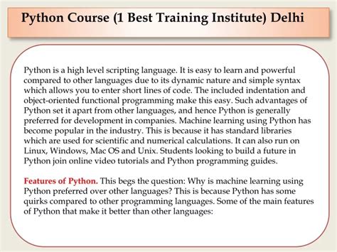 Ppt Python Course 1 Best Training Institute Delhi Powerpoint Presentation Id10903260