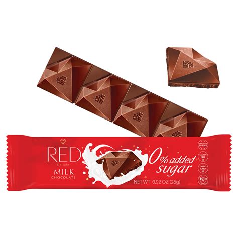 Red Delight No Sugar Added Milk Chocolate Bar 12ct Display Box