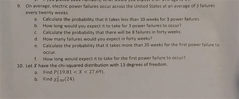 Solved 9 On Average Electric Power Failures Occur Across Chegg Com