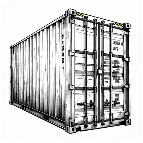 Monochrome Illustration Of A Large Shipping Container Stock