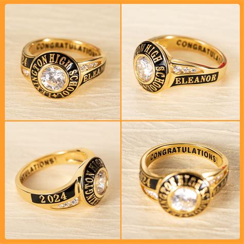 Custom Engraved Birthstone High School Class Ring With Name And Year