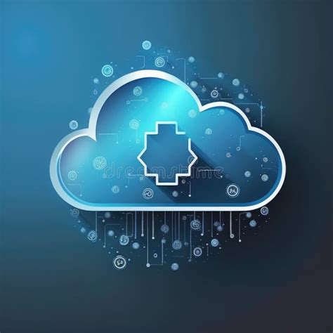 Digital Blue Cloud With Computer Circuit Board Created Using Generative Ai Technology Stock