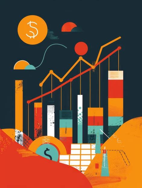 An Illustration Of A Business Chart With A Man Standing In Front Of It