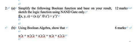 Solved 2 A Simplify The Following Boolean Function And Chegg Com