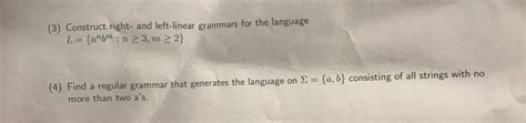 solved 3 construct right and left linear grammars for the