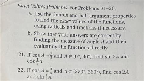 solved exact values problems for problems 21 26 a use the