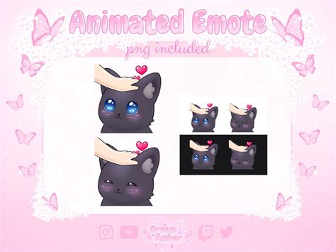 Cute Black Cat Animated Emote Twitch Cat Headpat Discord Stickers