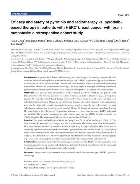 Pdf Efficacy And Safety Of Pyrotinib And Radiotherapy Vs Pyrotinib Based Therapy In Patients
