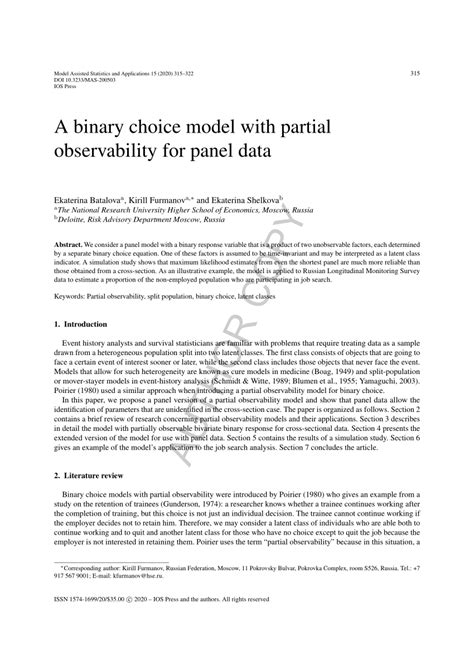 pdf a binary choice model with partial observability for panel data