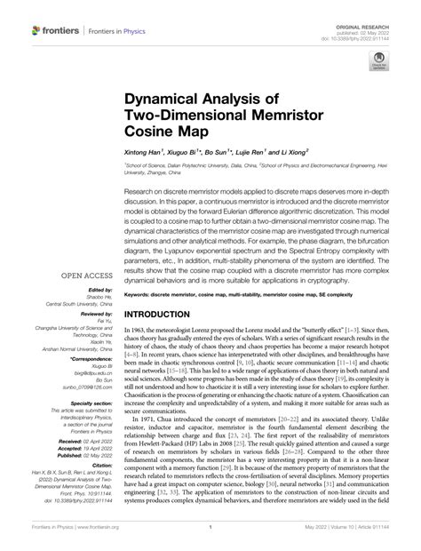 Pdf Dynamical Analysis Of Two Dimensional Memristor Cosine Map
