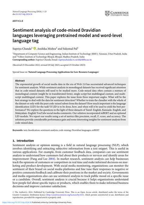 pdf sentiment analysis of code mixed dravidian languages leveraging