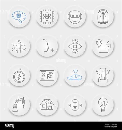 Future Technology Line Icon Set Innovation Symbols Collection Vector Sketches Neumorphic Ui