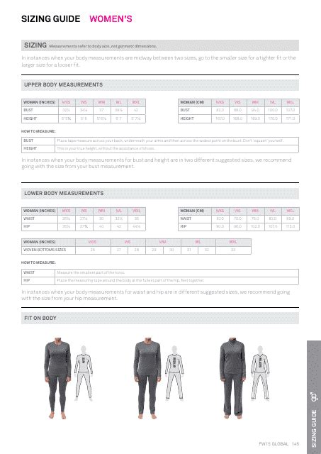 Clothing And Accessories Sizing Guide Download Printable Pdf