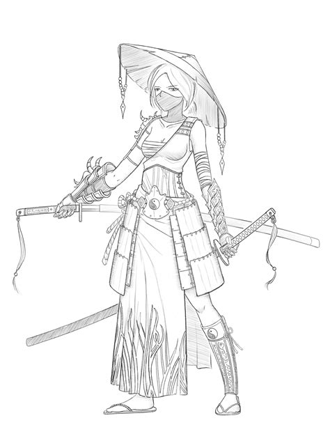 Anime Girl Samurai Drawing