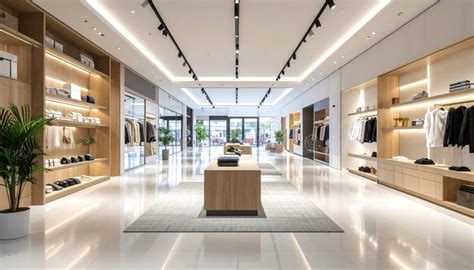Modern Retail Store Interior Design With Stylish Display Stock