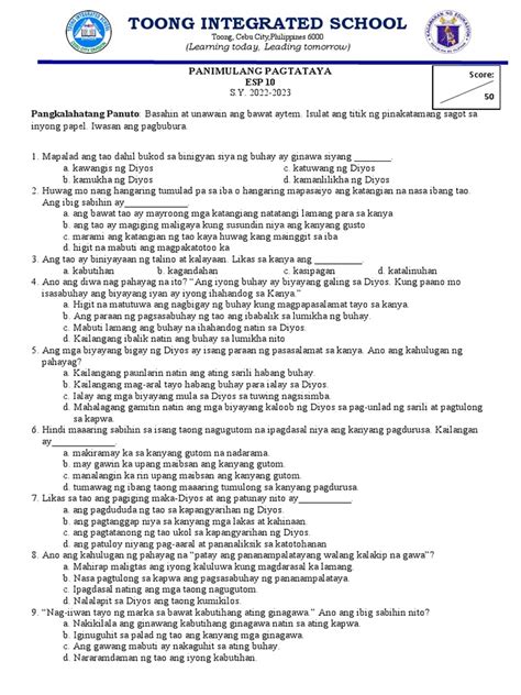 Diagnostic Test Esp 10 Pdf
