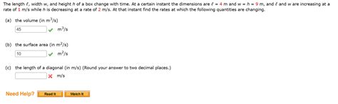 Solved The length ℓ width w and height h of a box change Chegg