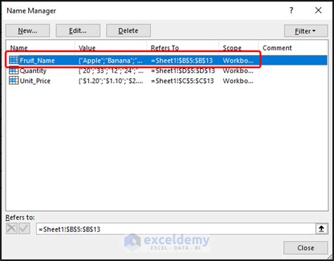 how to create a formula using defined names in excel 7 examples
