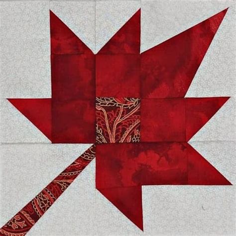 Maple Leaf Quilt Block Foundation Paper Piecing Etsy Flower Quilt
