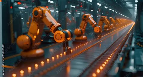 A Smart Factory Floor Bustling With Activity As Ai Powered Machines Work Autonomously To