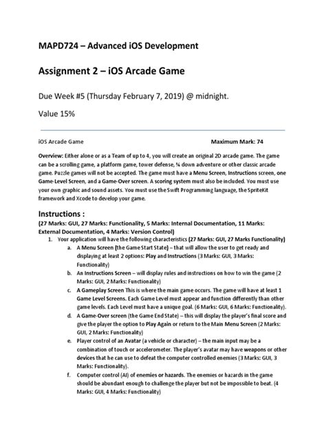 Assignment 2 Ios Arcade Game 1 Pdf Graphical User Interfaces Source Code