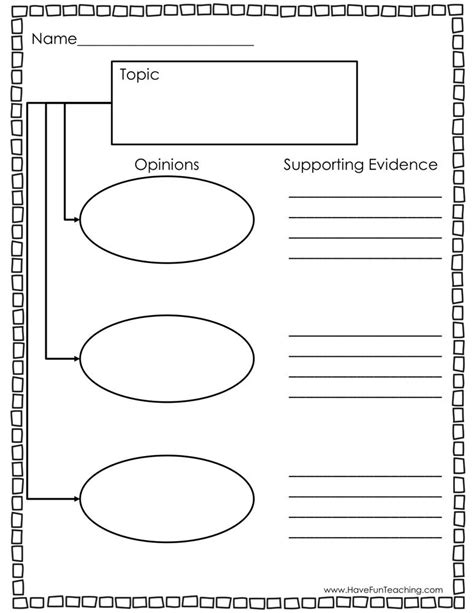 Topic Opinion And Supporting Evidence Graphic Organizer Worksheet