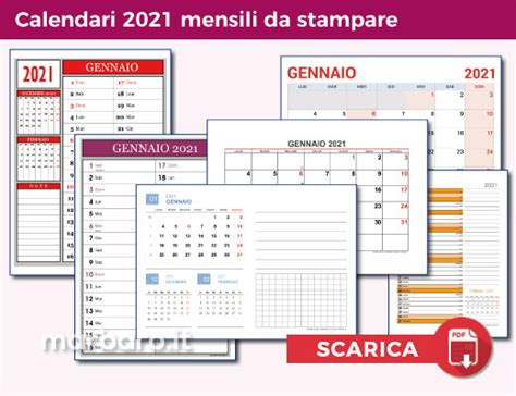Calendari 2021 In Pdf Da Stampare Con Le Festività Italiane
