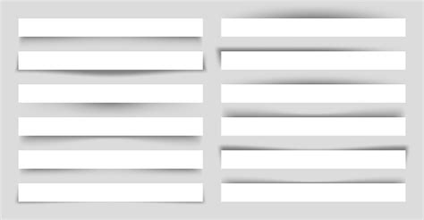 그림자가 있는 흰색 빈 종이 조각 세트 회색 배경의 페이지 구분입니다 사실적인 투명 그림자 효과 디자인 요소입니다 벡터 일러스트레이션 3차원 형태에 대한 스톡 벡터 아트 및