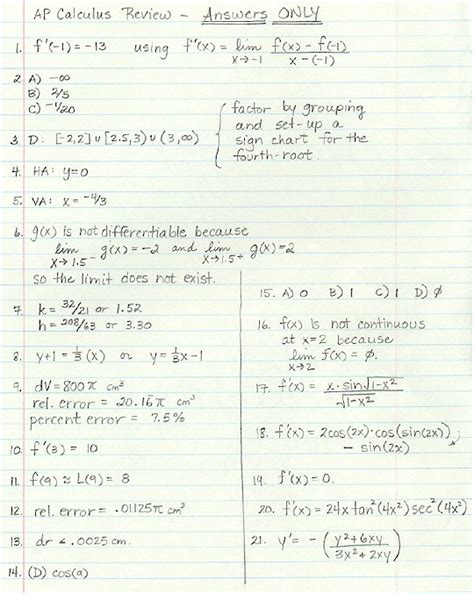 Ap Calculus Review Sheet