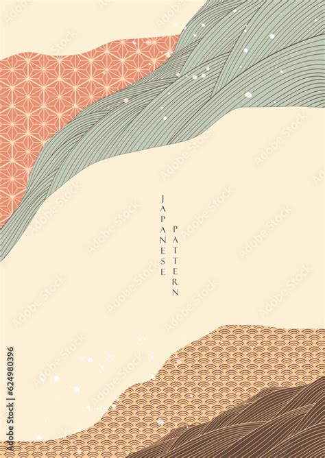 Japanese Pattern With Hand Drawn Wave Elements Vector Abstract Art Background With Geometric