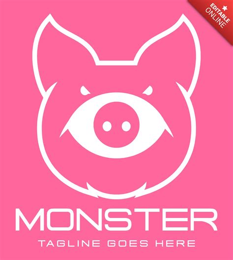 Modelo De Design De Logotipo De Monstro De Porco Modelo De Design Gratuito