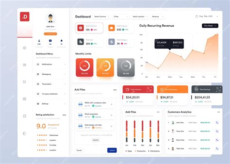 premium vector ui ux infographic dashboard ui design with graphs charts and diagrams web