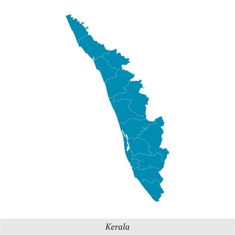 Map Of Kerala Is A State Of India With Districts Premium Vector