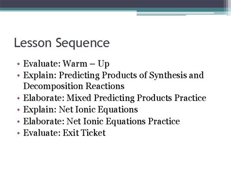 Predicting Products Synthesis And Decomposition Reactions Objective Today