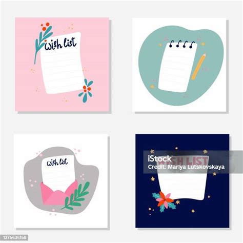 빈 위시리스트 템플릿입니다 분홍색 배경에 글자와 잎 꽃과 열매가있는 저널 페이지 디자인 만화 낙서 고립 된 일러스트 레이션 컬렉션 0명에 대한 스톡 벡터 아트 및 기타