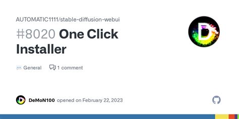 One Click Installer AUTOMATIC Stable Diffusion Webui Discussion GitHub