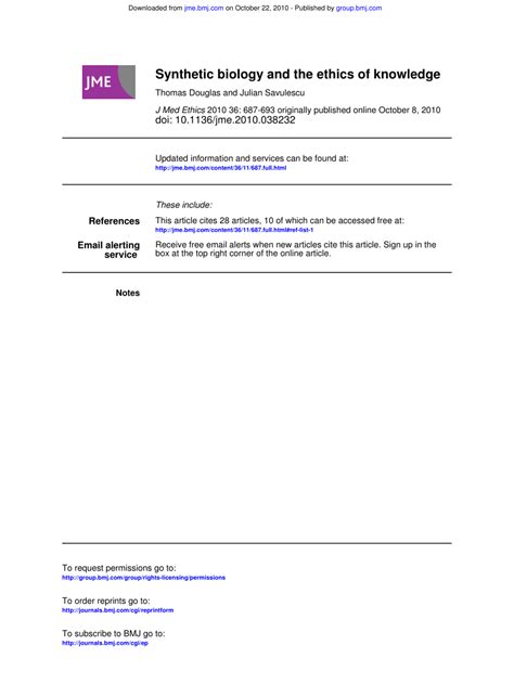 PDF Synthetic Biology And The Ethics Of Knowledge