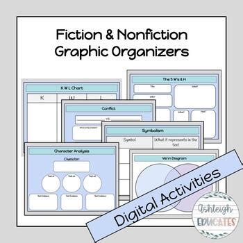 Fiction And Nonfiction Graphic Organizers Digital By Ashleigh Educates