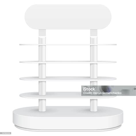 선반을 가진 슈퍼마켓 빈을 위한 둥근 바닥 전시 선반 3d 전면 보기 모의 템플릿 흰색 배경에 고립 된 그림 디자인을 위한 준비