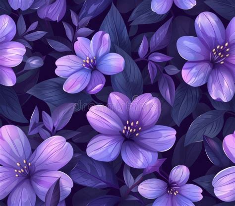 Violet Floral Patterns Ar Tile Background For Interior Design