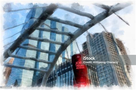 방콕 도시 풍경 태국 수채화 스타일 일러스트 인상파 그림 0명에 대한 스톡 벡터 아트 및 기타 이미지 0명 강철 건축 Istock