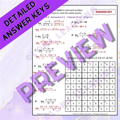 Ap Calculus Limits Worksheets Sudoku Puzzles For Lhôpital Factor