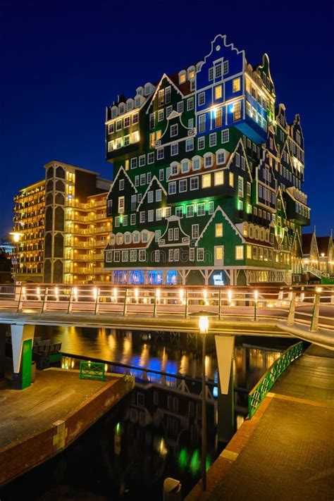Inntel Hotel In Zaandam Illuminated At Night Netherlands Editorial