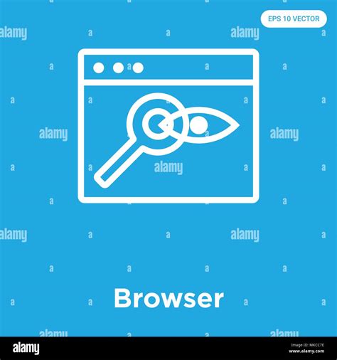 browser vector icon isolated on blue background sign and symbol stock