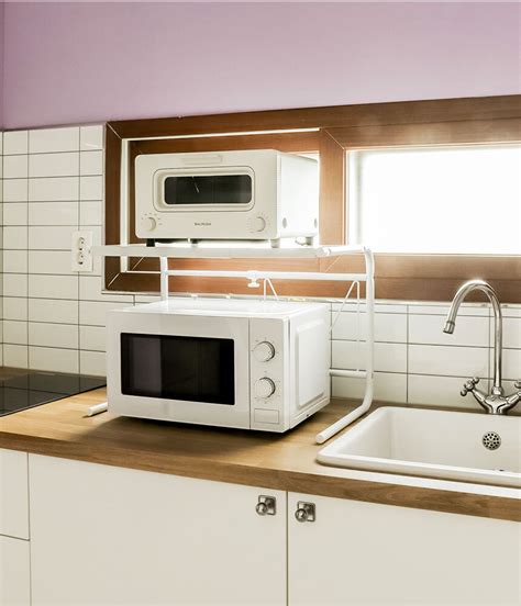 Cinnamonshop 폭조절 전자레인지 선반 렌지대 전자렌지 선반 다이 핫트랙스