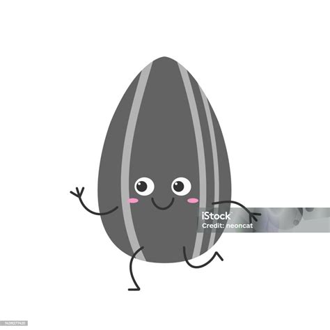 해바라기 씨앗 실행 귀여운 캐릭터 만화 웃는 얼굴 쾌활 카와이 기쁨 행복 한 감정 아이콘 벡터 일러스트 레이 션 0명에 대한 스톡 벡터 아트 및 기타 이미지 Istock